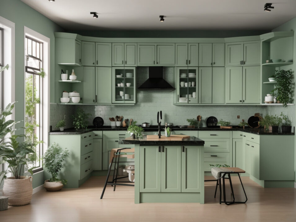 Light Green Kitchen Walls Breathe New Life Into Cooking Space | Iconic ...